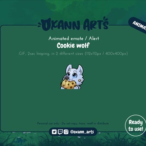 WHITE COOKIE Wolf Animated Emote and Alert for Twitch and Discord ...
