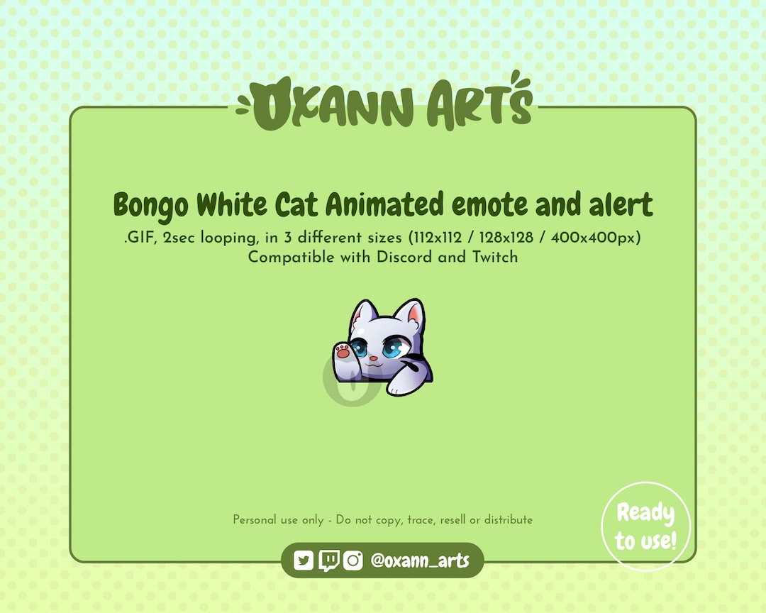 WHITE Bongo CAT Animated Emote and Alert for Twitch and Discord | Happy ...