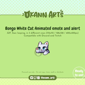 WHITE Bongo CAT Animated Emote and Alert for Twitch and Discord | Happy ...