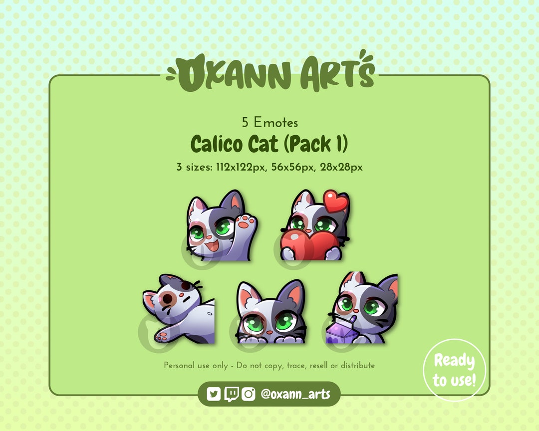 5x CALICO Cat Emotes (pack #1) Emoji Pack for Twitch - Cute Red, White ...