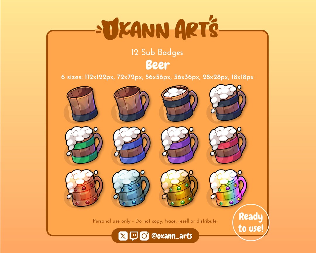 12x BEER MUGS Badges Pack - Kawaii Sub Badges for Twitch (and Discord ...