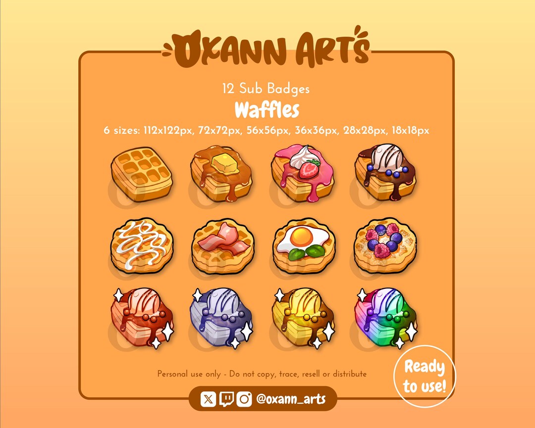 Waffle Badges for Twitch/discord - Streaming Sub/bit/channel Points ...