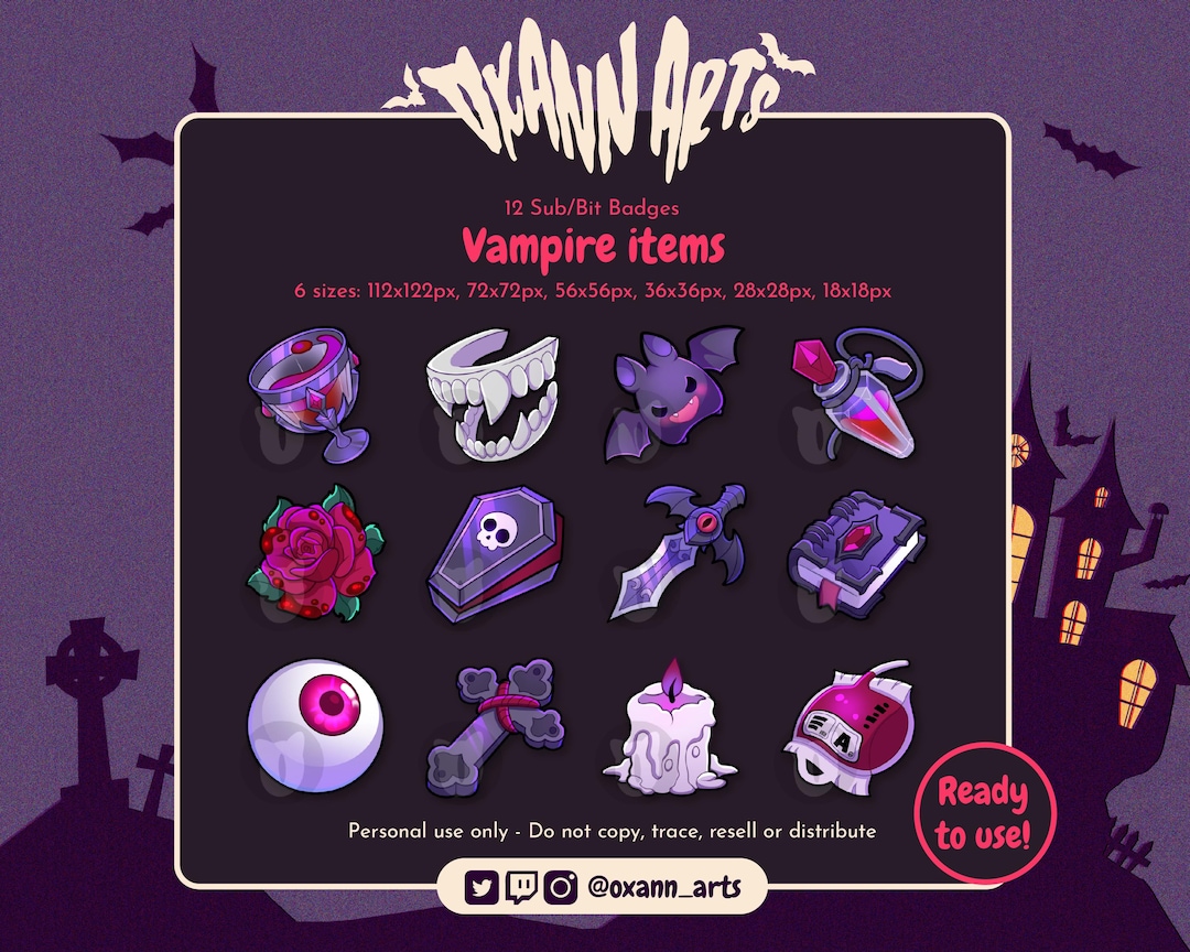 Halloween Vampire Items Badges for Twitch/discord - Streaming Sub/bit ...