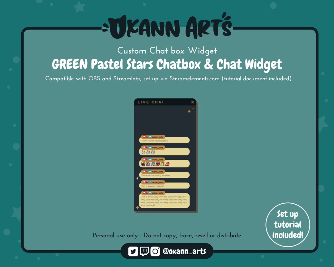 Animated CHATBOX & Chat WIDGET for Twitch GREEN Celestial - Etsy