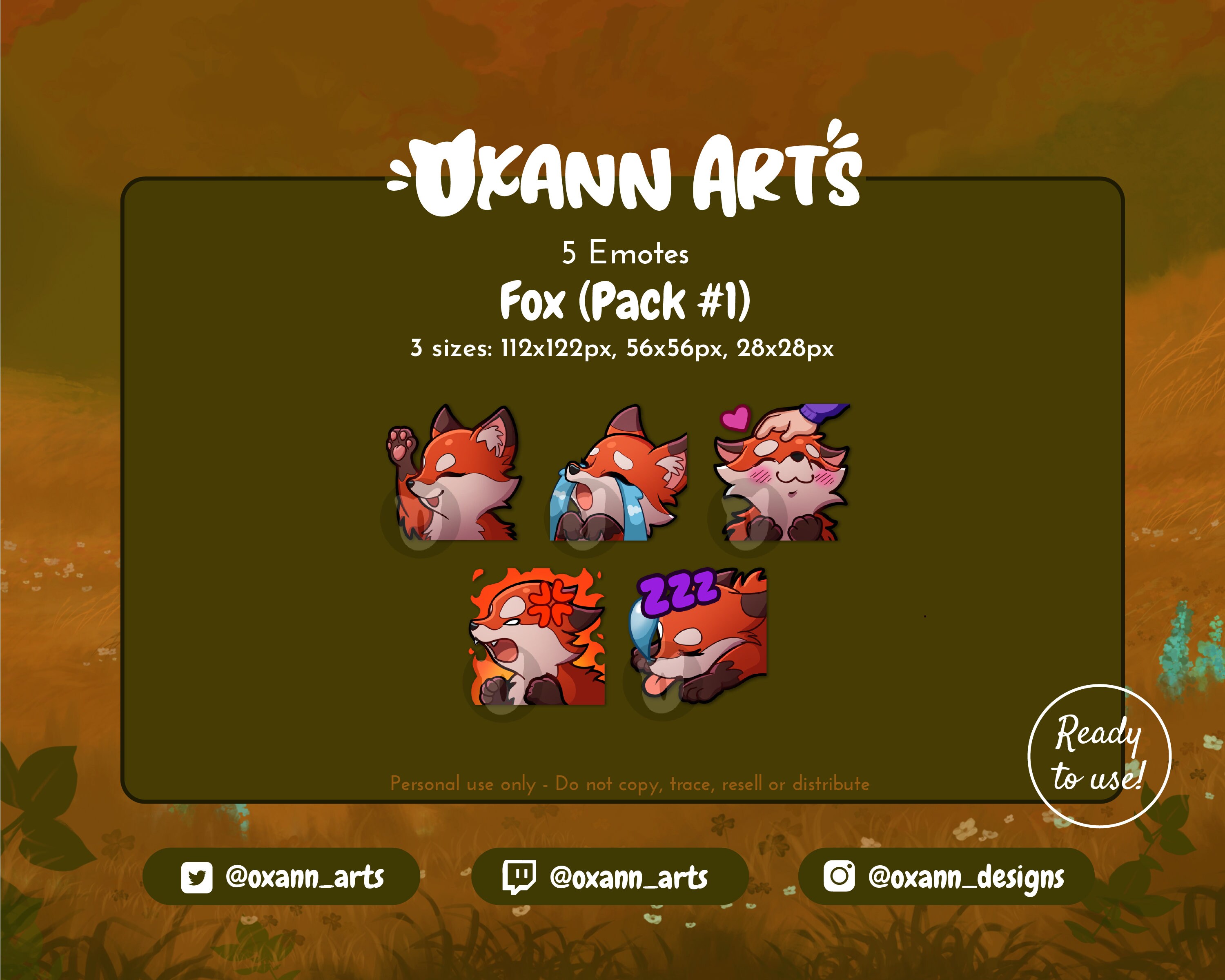 5x RED Fox Emotes pack 1 for Twitch Cute Baby Red Fox - Etsy