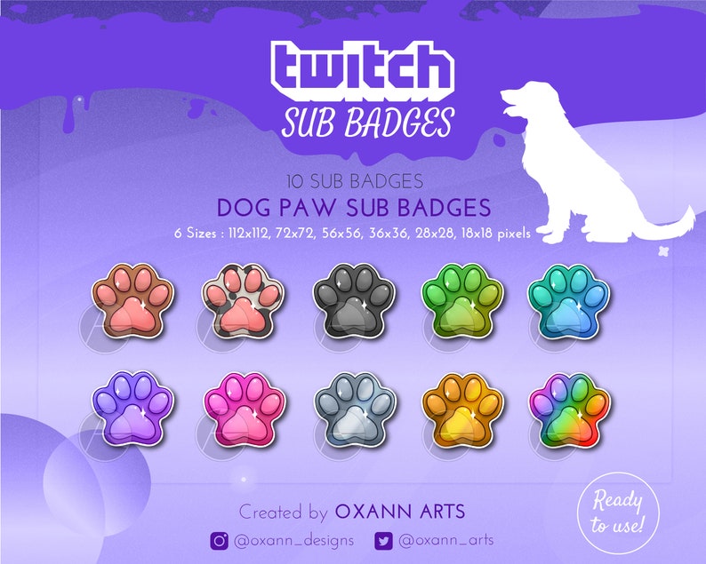 DOG Paws Twitch Sub Badges X10 Puppy Toe Bean Cheer Badges / | Etsy
