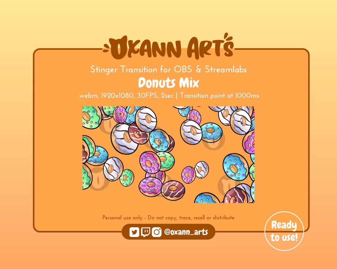 DONUT Stinger TRANSITION for Twitch | Compatible With OBS & Streamlabs ...