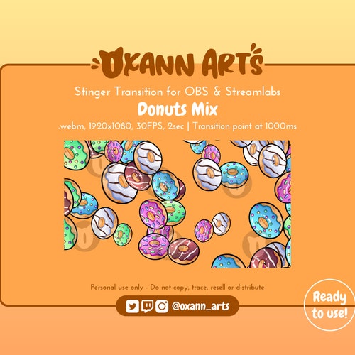 DONUT Stinger TRANSITION for Twitch Compatible With OBS & - Etsy