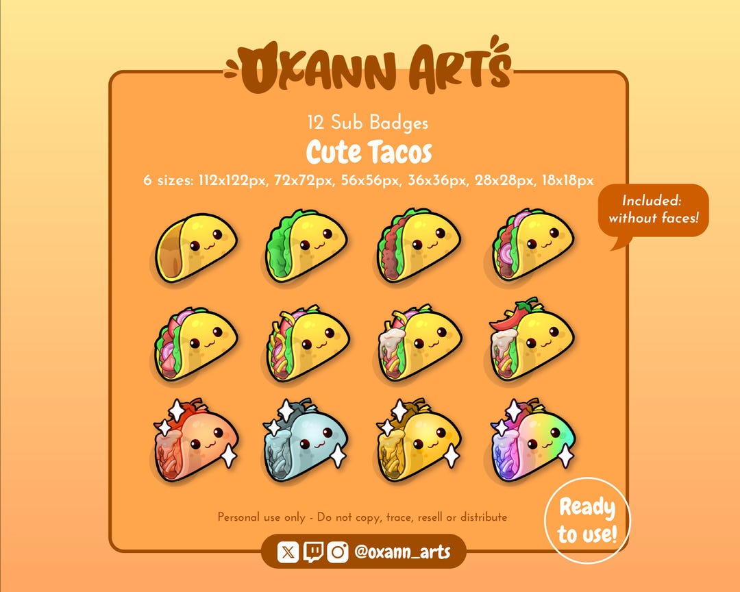 Tacos Badges for Twitch/discord - Streaming Sub/bit/channel Points ...