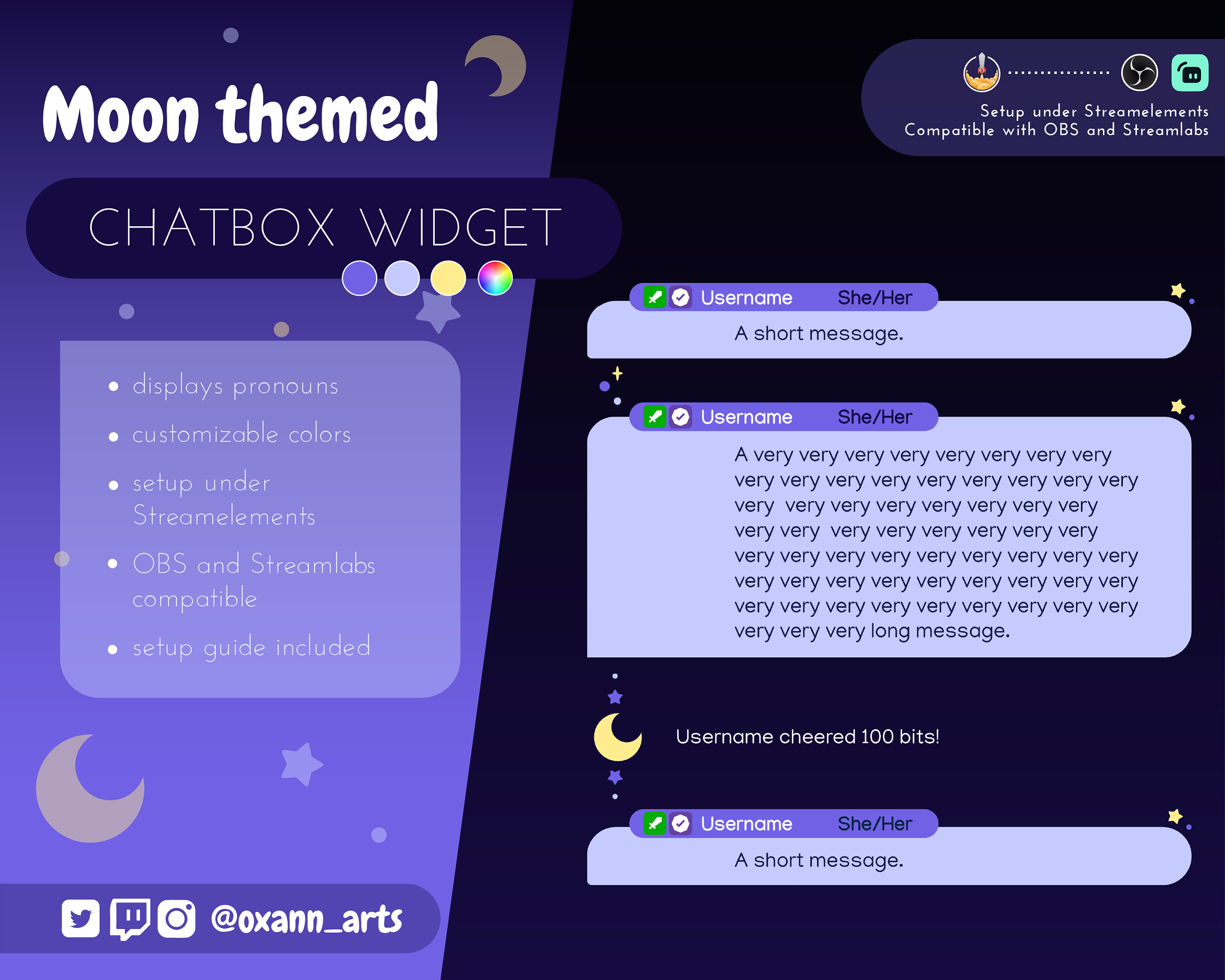 CHATBOX Widget for TWITCH - MOON and Celestial Themed Chat Overlay With ...