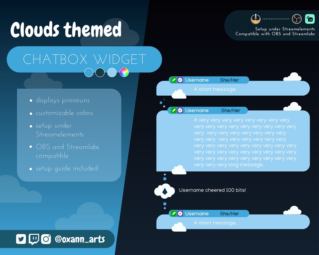 CHATBOX Widget for TWITCH - CLOUDS and Sky Themed Chat Overlay With Events | Customizable Colors ...
