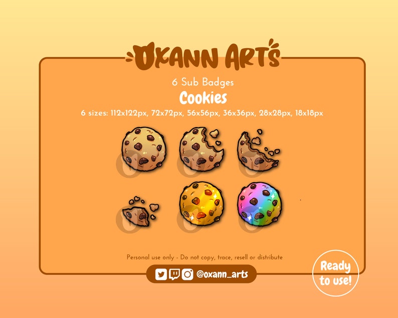 6x COOKIE SUB BADGES for Twitch Streaming Cheer Badges - Etsy