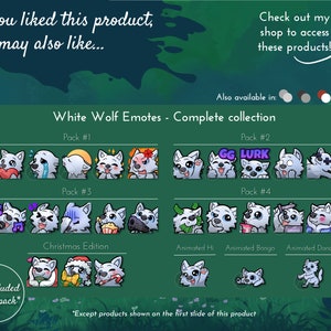 5x WHITE Wolf Emotes Pack for Twitch Cute Baby Wolf Kawaii | Etsy