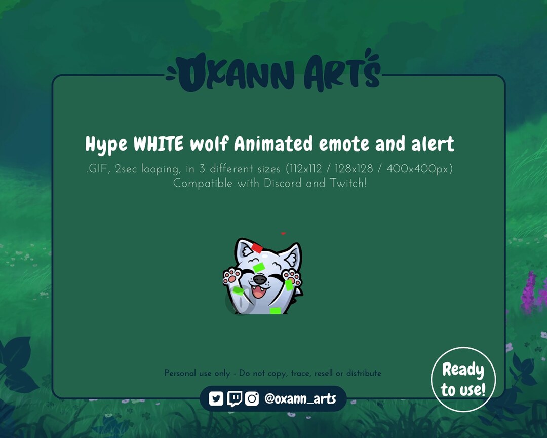 WHITE Hype Wolf With Confetti Animated Emote and Alert for Twitch and ...