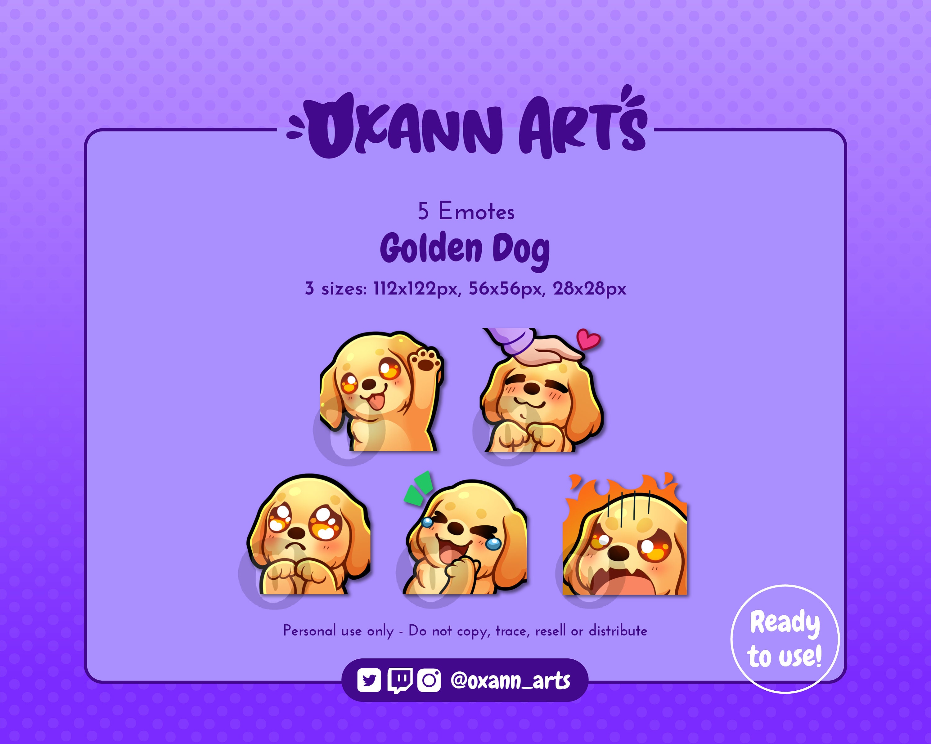 5x GOLDEN Dog Emotes Emoji Pack for Twitch Cute Beige / - Etsy