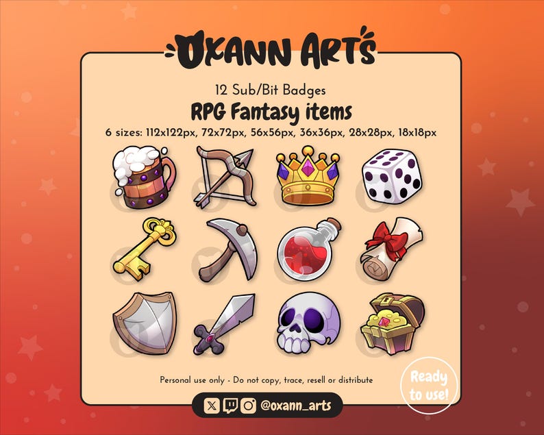 RPG Fantasy Badges for Twitch/discord - Roleplay Items Sub/bit/channel ...