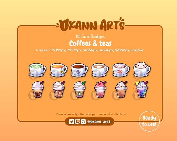 Cute Potato Food Twitch Sub Badges Set of 6 With 2 Versions Faces ...