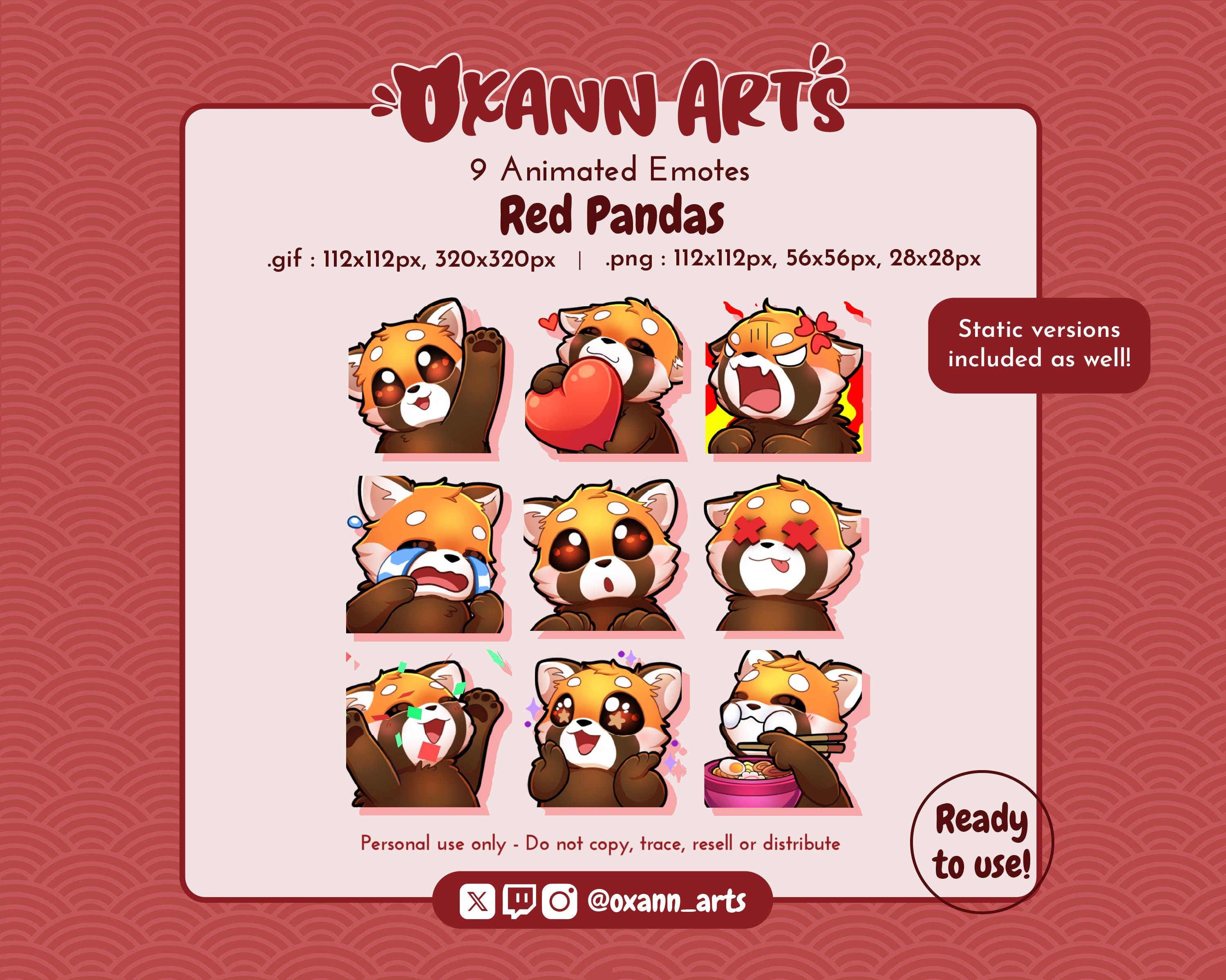 FULLPACK - Red PANDA Animated Emotes and Alerts for Twitch, Discord and ...