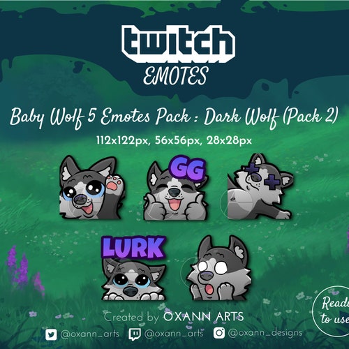 5x GREY Wolf Emotes Pack for Twitch Cute Baby Wolf Kawaii | Etsy