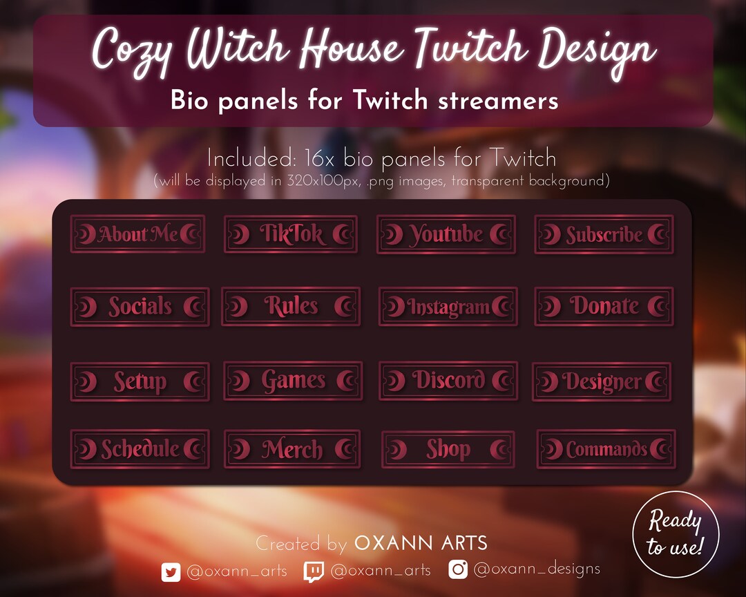 COZY WITCH HOUSE - 16x Twitch Bio Panels | Celestial Witch Assets ...