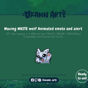 WHITE Waving / Hi Wolf Animated Emote and Alert for Twitch and Discord ...