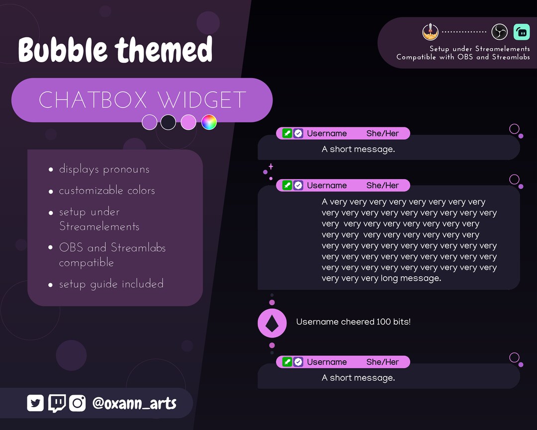 CHATBOX Widget for TWITCH - Neon Bubble Themed Chat Overlay With Events ...