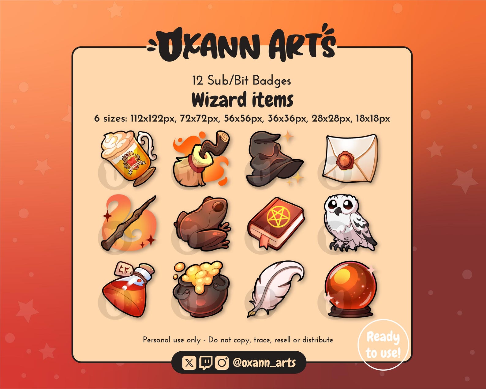 Wizard Items Badges for Twitch/discord - Streaming Sub/bit/channel ...