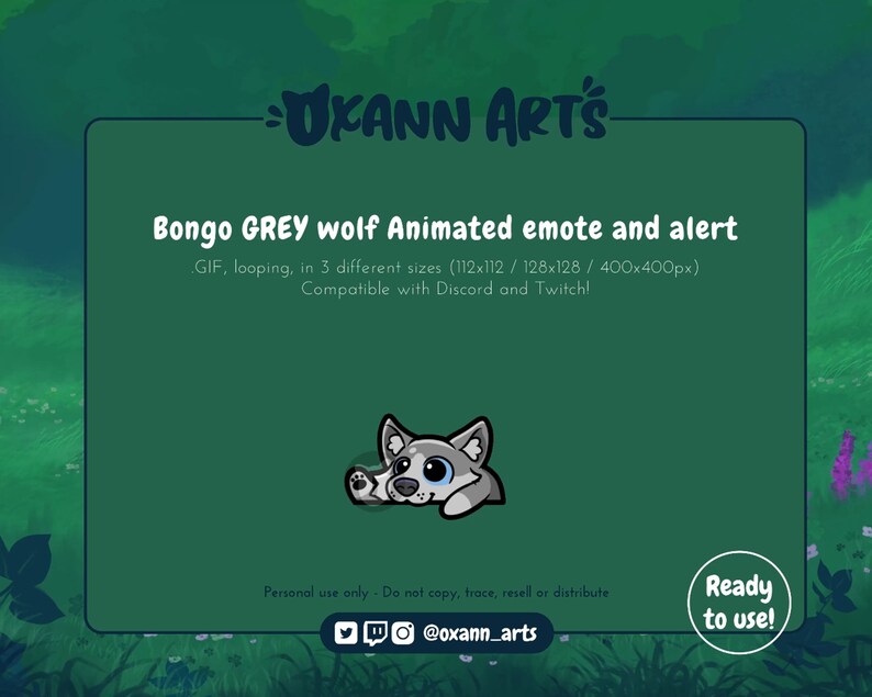 GREY Bongo Wolf Animated Emotes and Alerts for Twitch and - Etsy