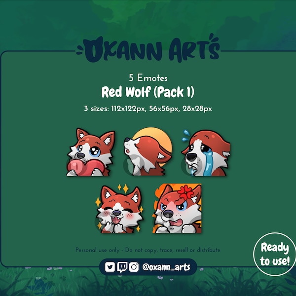 Red Wolf Emotes Twitch - Etsy