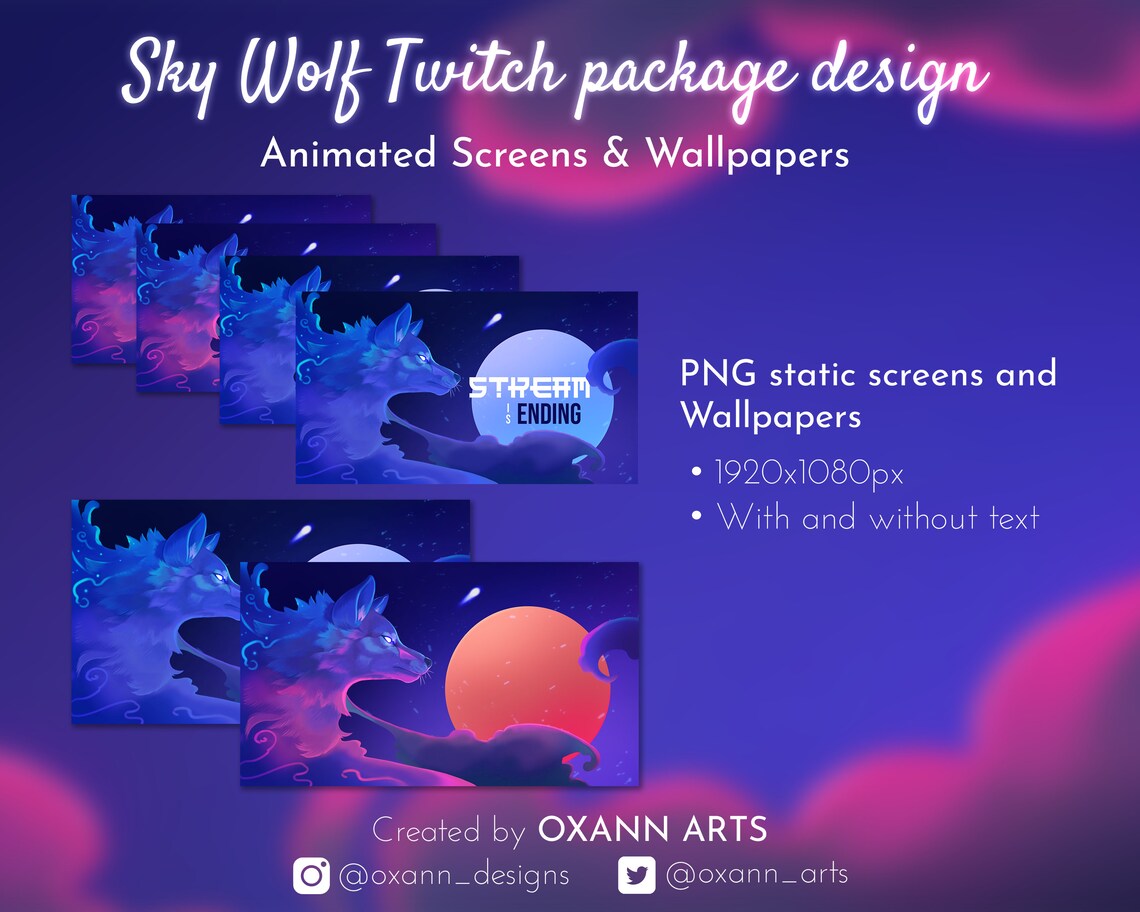 CELESTIAL WOLF Animated Twitch Screens Stream Package | Etsy
