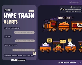 HYPE TRAIN Alerts for Twitch | Purple Locomotive With Cute Cats | Easy ...