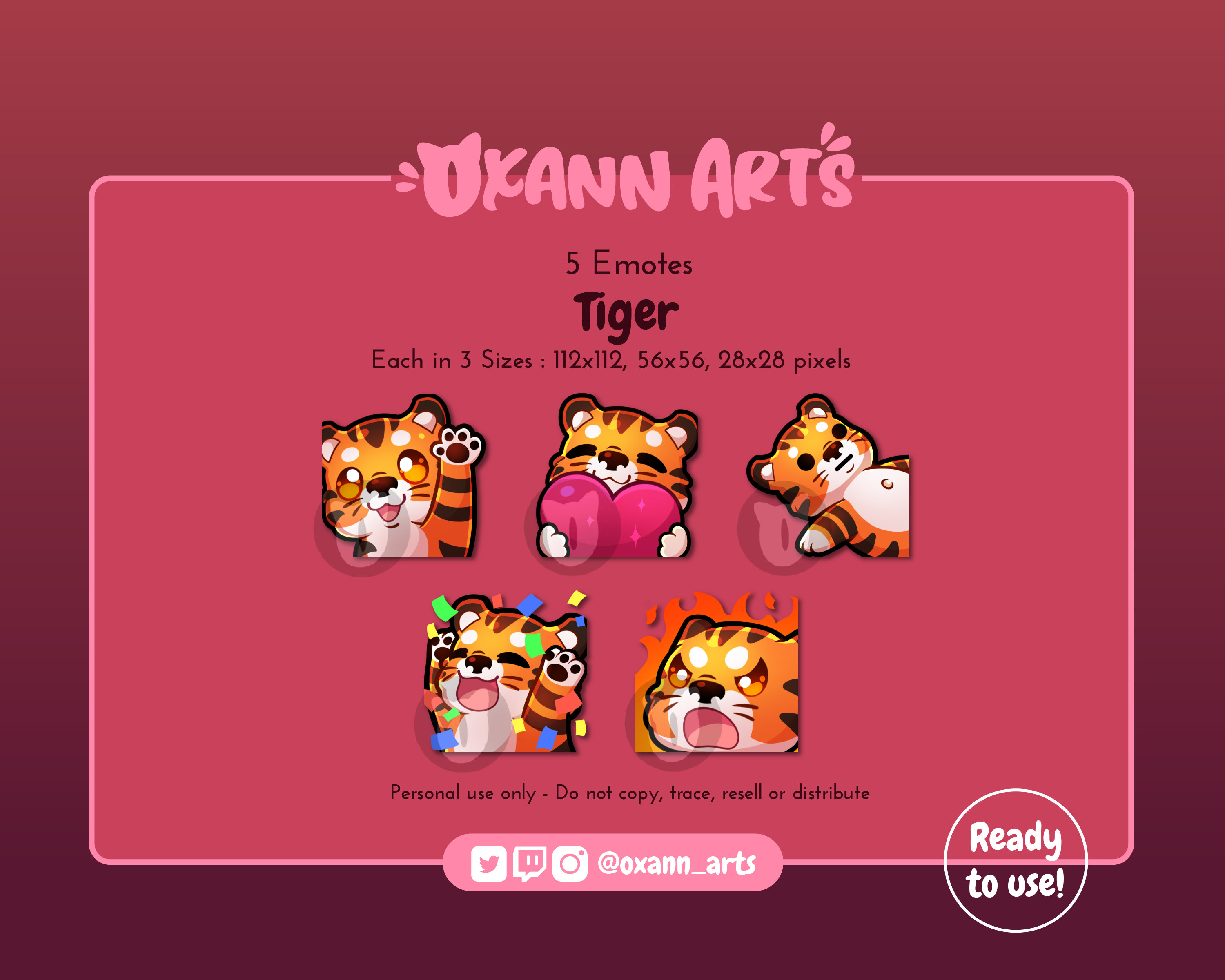 5x TIGER Emotes Emoji Pack for Twitch Cute Animal - Etsy Finland