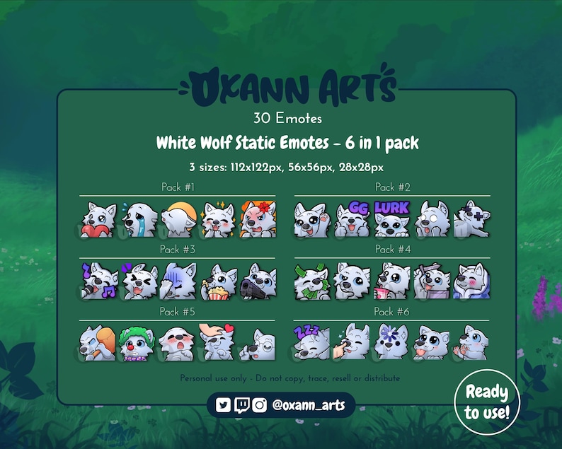 WHITE Wolf Emotes for Twitch, Discord and Streaming (full 30-pack) - Etsy