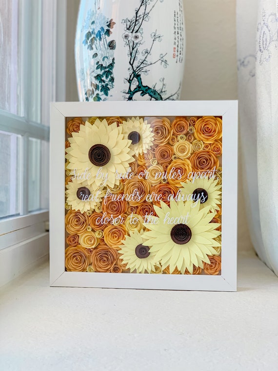 Customizable Flower Shadow Box Paper Sunflower Frame Yellow - Etsy