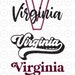 Virginia SVG Files Virginia Word Art States Svg Virginia Cut Files for ...