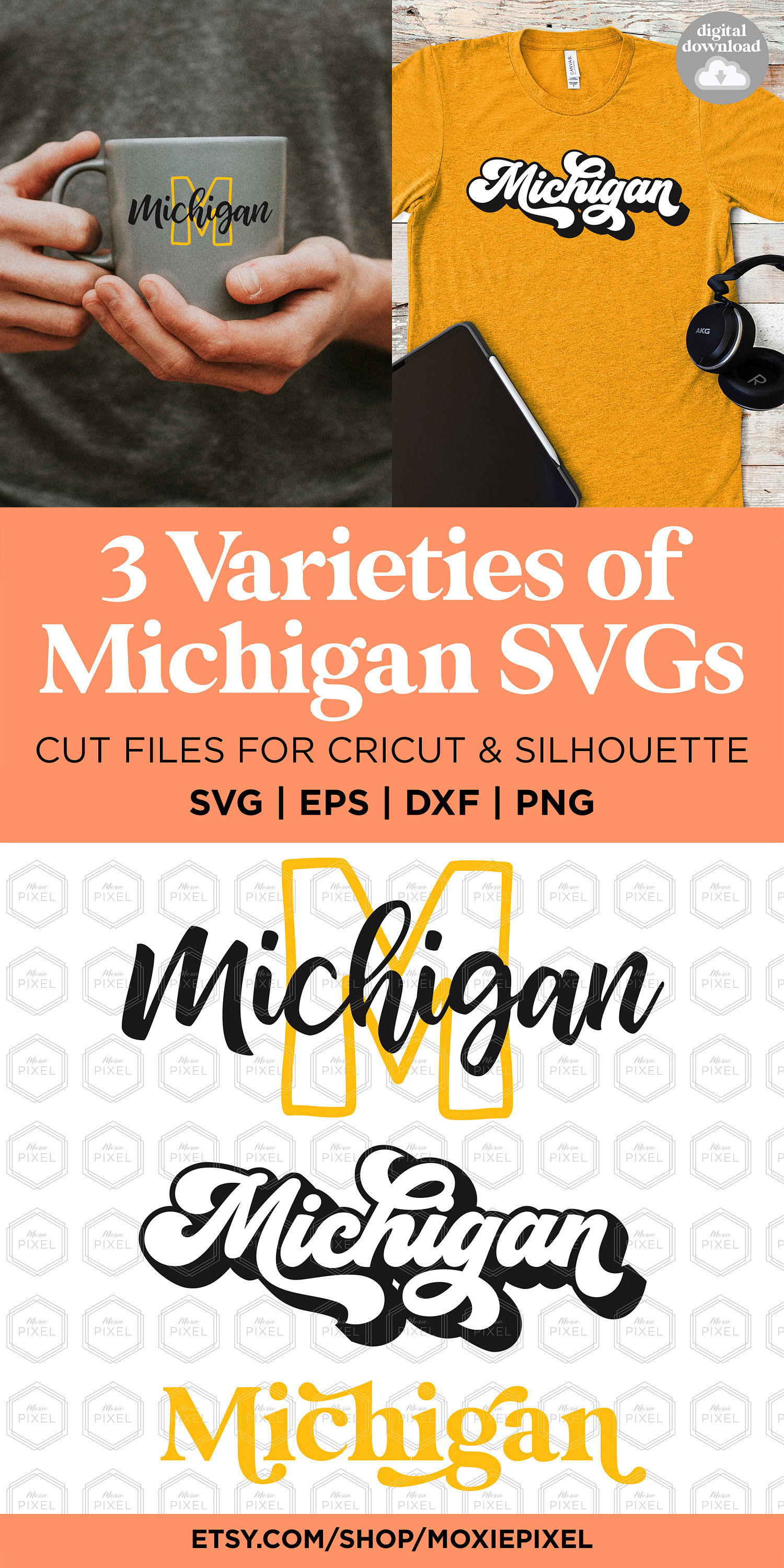 Michigan SVG Files Michigan Word Art States Svg Michigan | Etsy