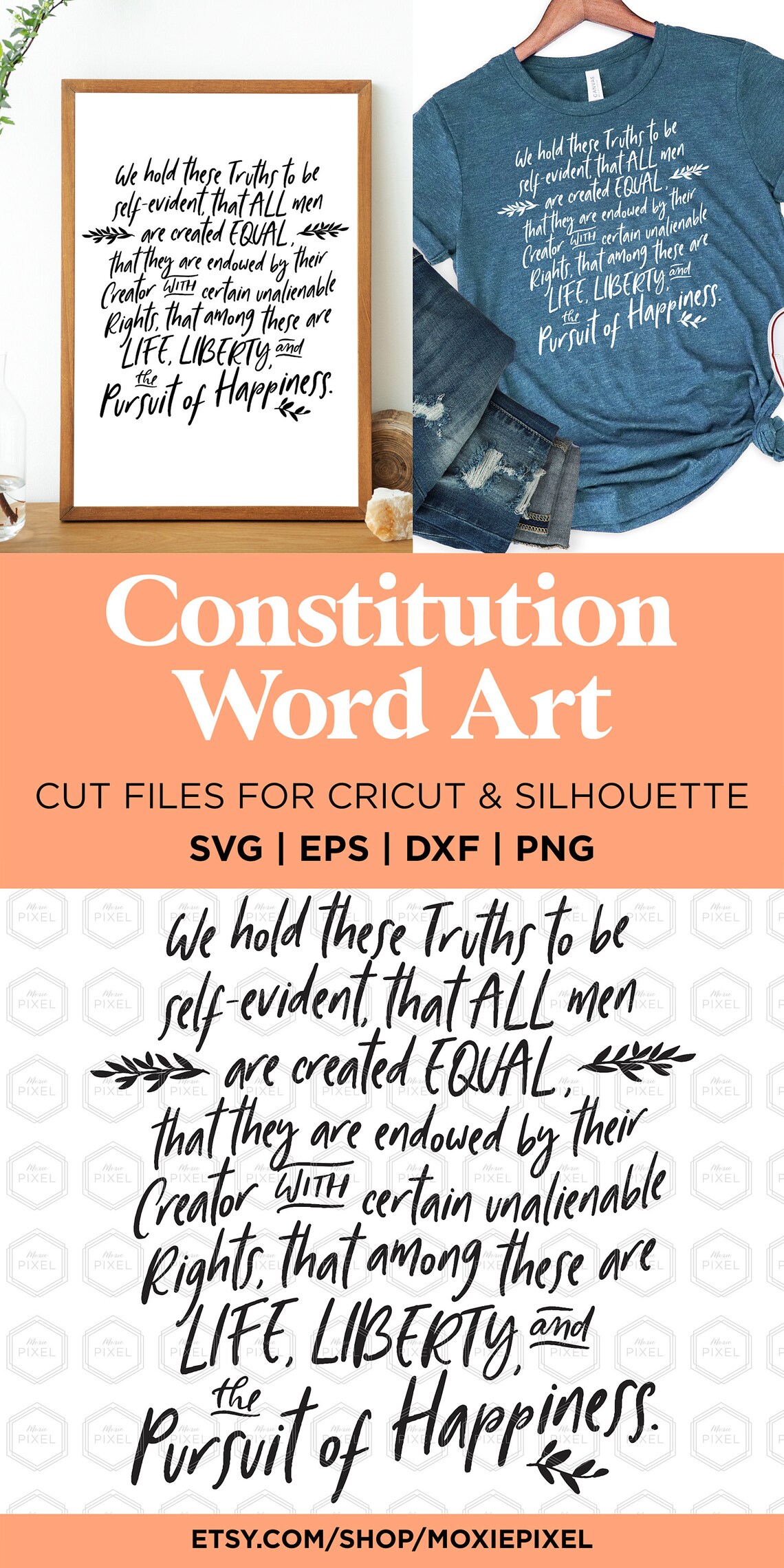 Constitution Word Art SVG: Patriotic USA Clip Art Cut Files - Etsy