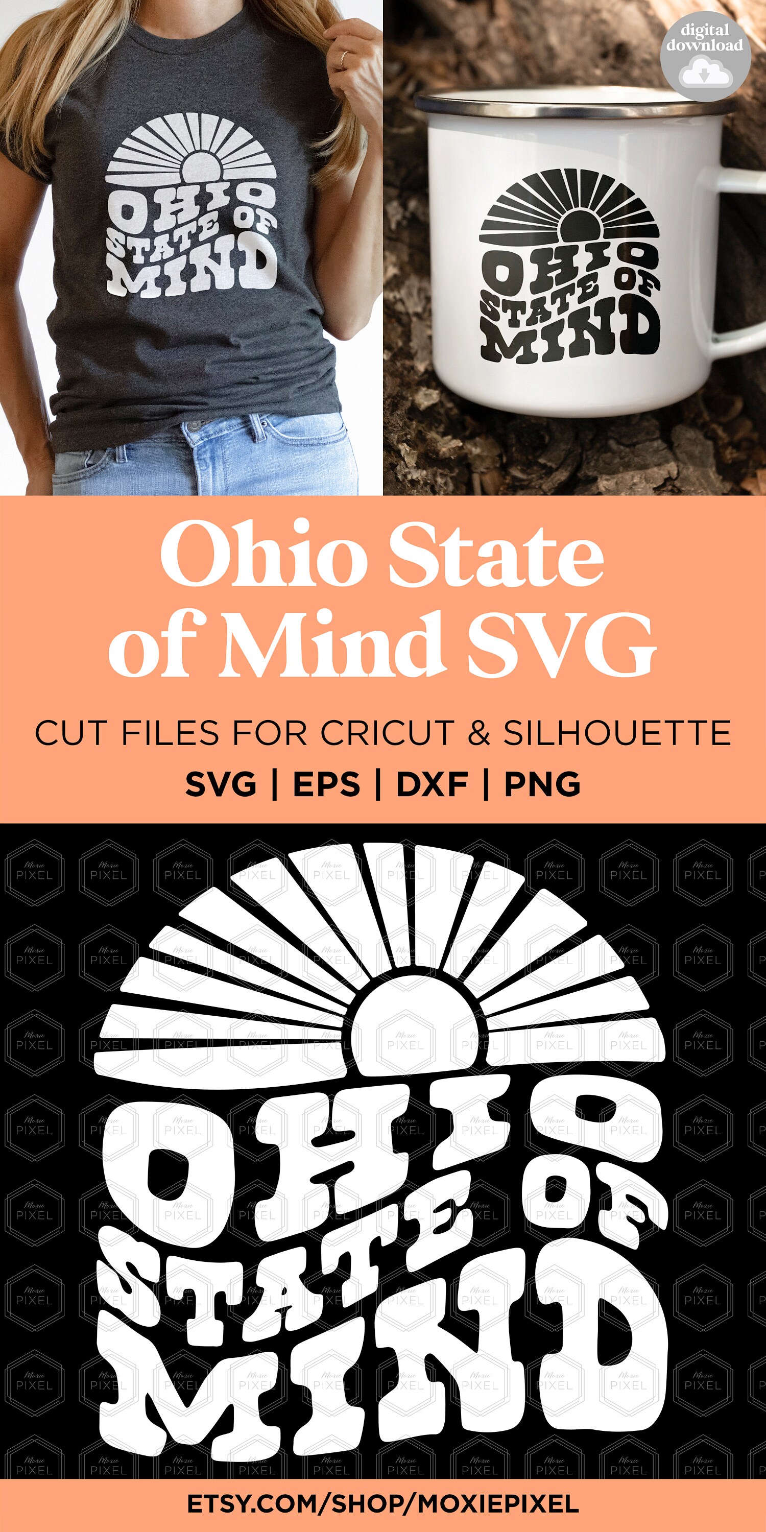 Ohio State of Mind SVG Files Ohio Word Art States Svg Ohio Cut Files ...