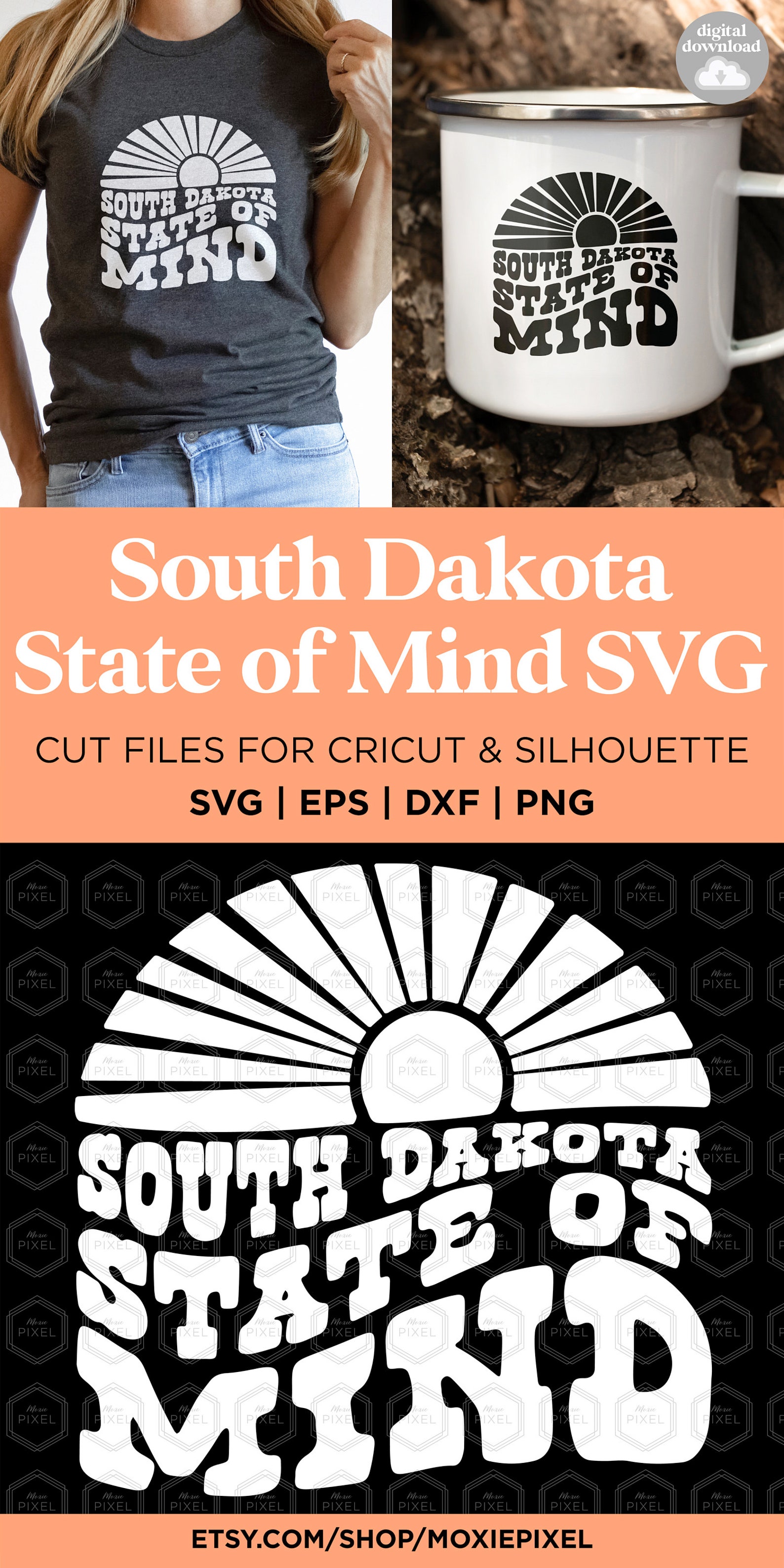 South Dakota State of Mind SVG Files South Dakota Word Art States Svg ...