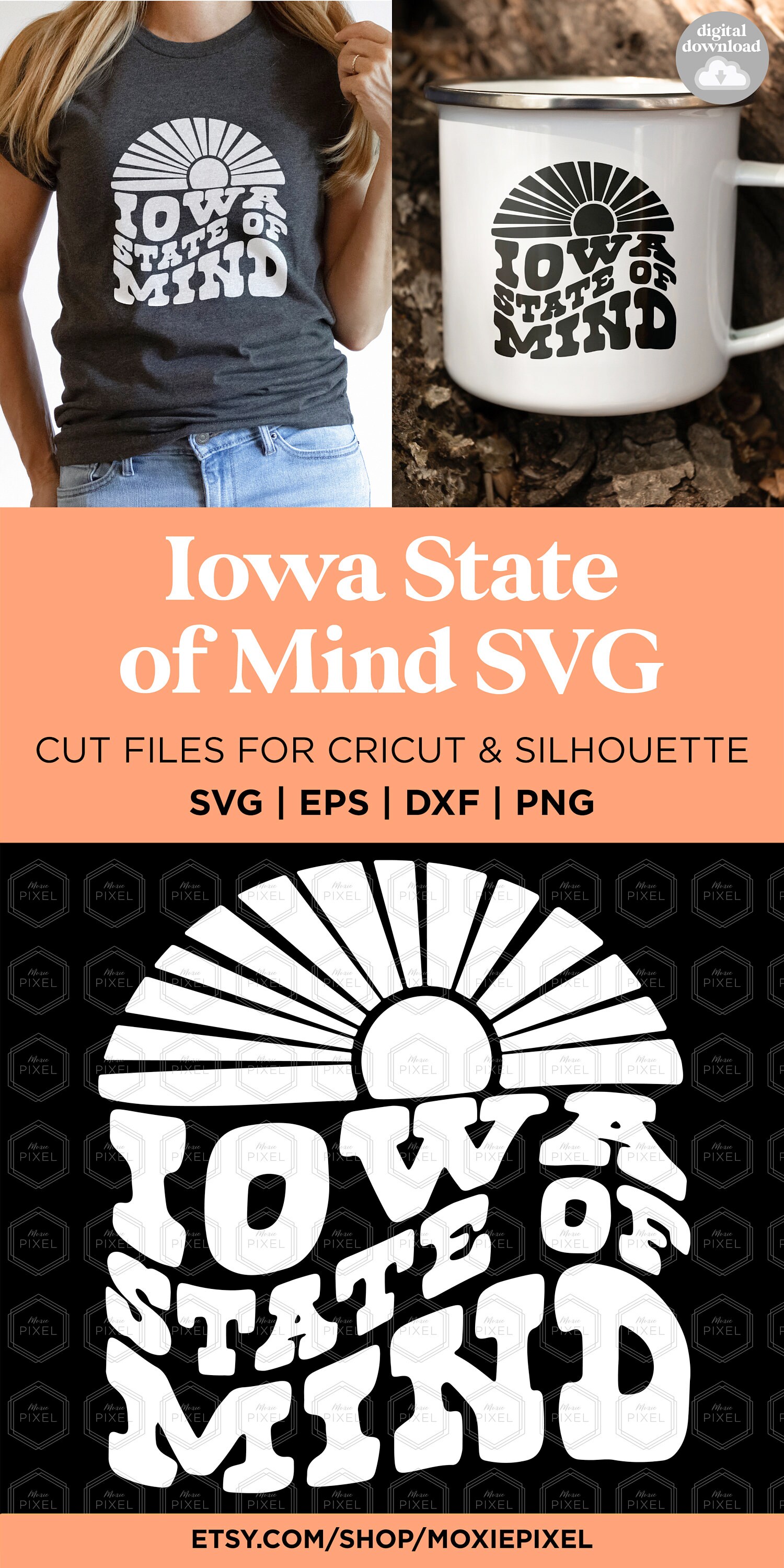 Iowa State of Mind SVG Files Iowa Word Art States Svg Iowa Cut Files ...