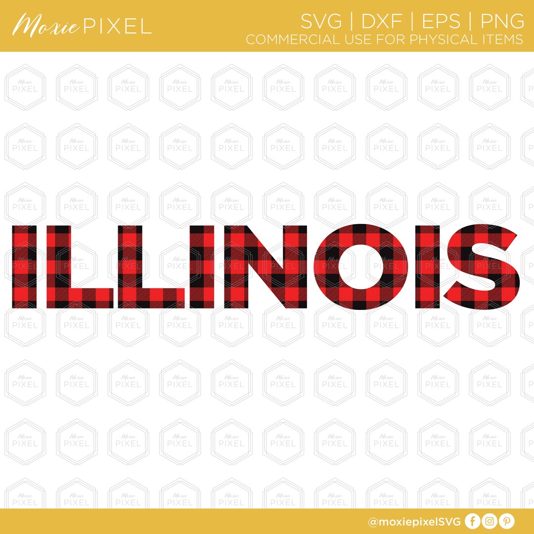 Illinois Buffalo Check SVG Files Illinois Buffalo Plaid Word - Etsy