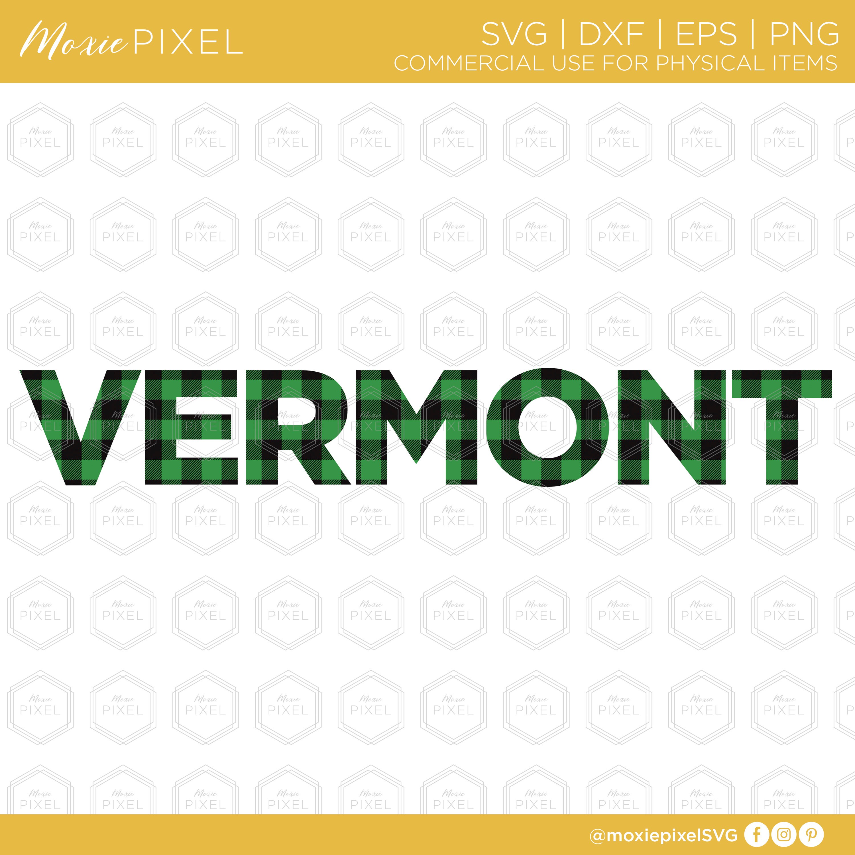 Vermont Buffalo Check SVG Files Vermont Buffalo Plaid Word Art States ...
