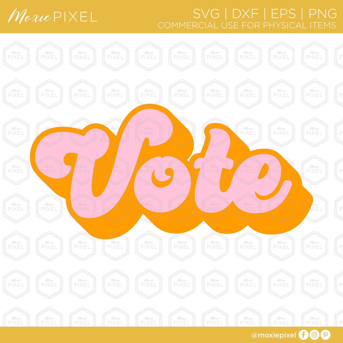 Pink & Orange Retro Vote SVG - Voting SVG - Vote Clip Art - Vote ...