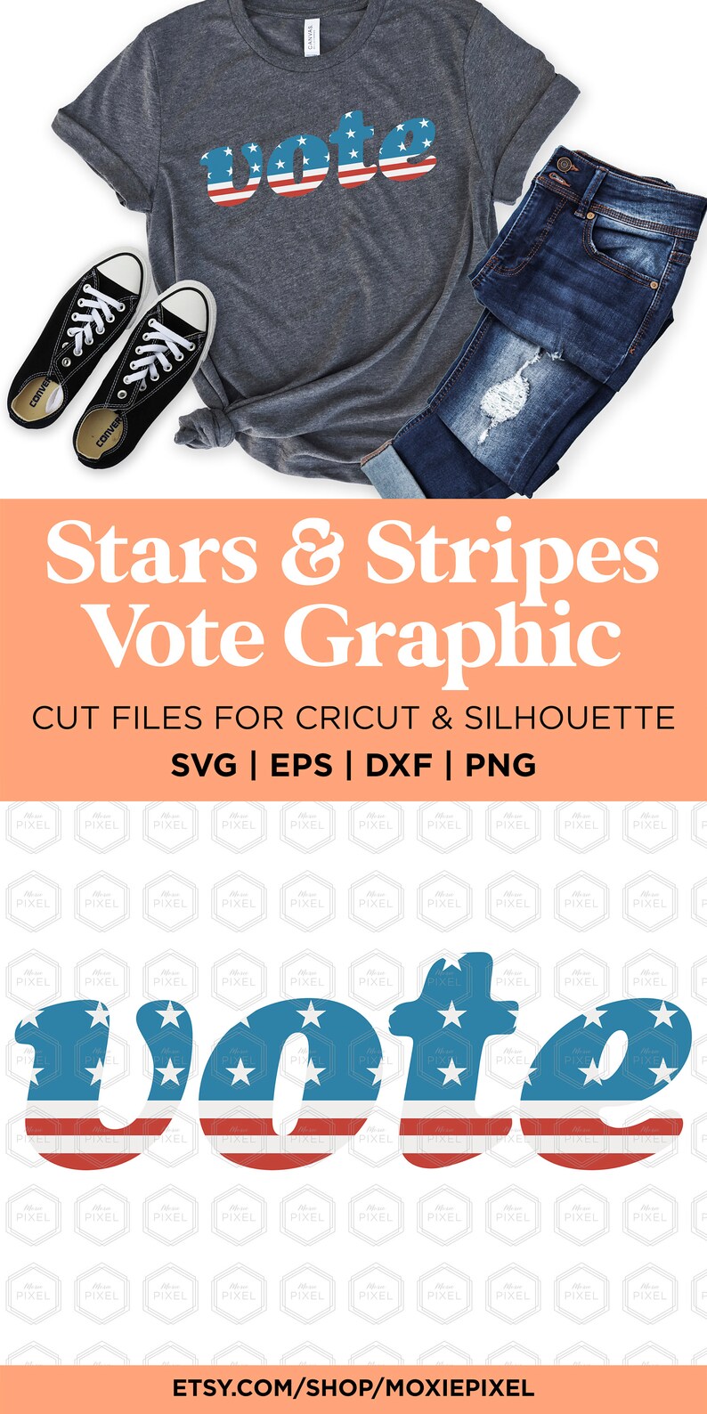 Stars & Stripes Vote SVG Voting SVG Vote Clip Art Vote Graphic ...