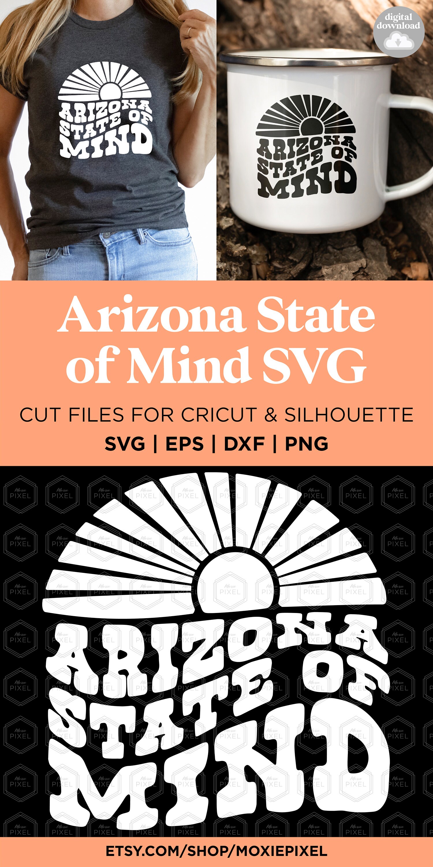 Arizona State of Mind SVG Files Arizona Word Art States Svg Arizona Cut ...