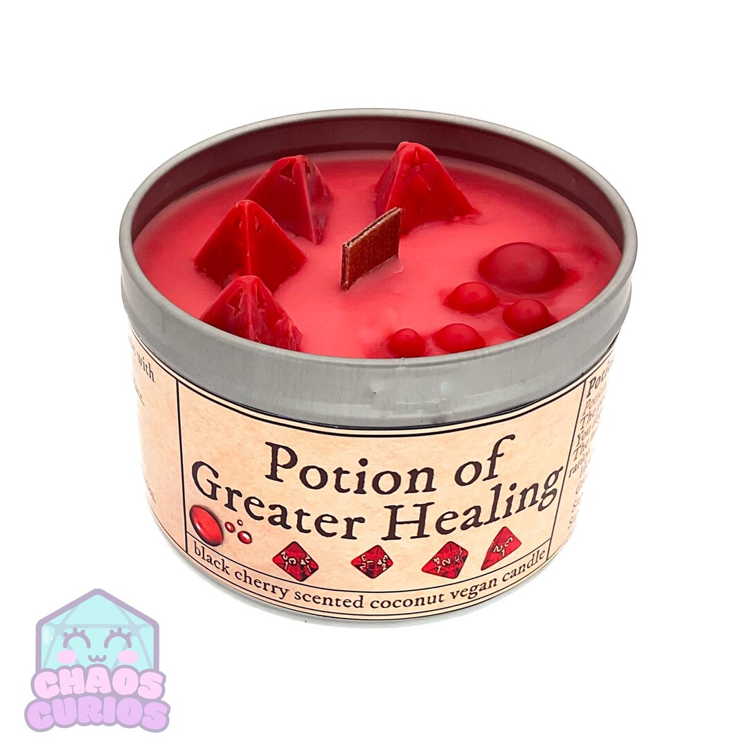 Potion of Healing, Dnd Dice Candle, Wood Wick, Cherry Bakewell Scented ...
