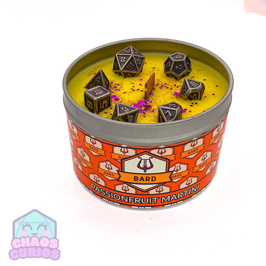 Bard, Dnd Character Candle, Dnd Dice Candle, Wooden Wick, Passionfruit ...