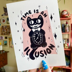 Kitty Clock Print - Etsy