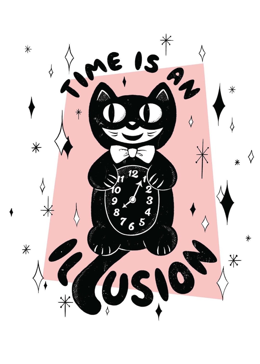 Kitty Clock Print - Etsy