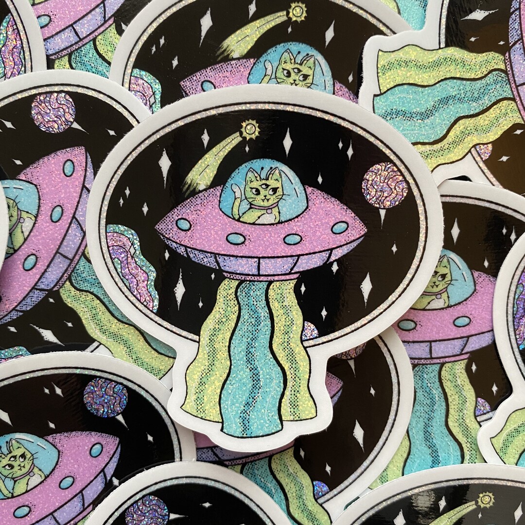UFO Cat Sticker - Etsy